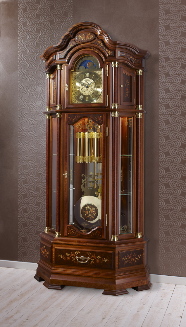 Original Black Forest Clockwork | German Grandfather Clock, solid nut tree